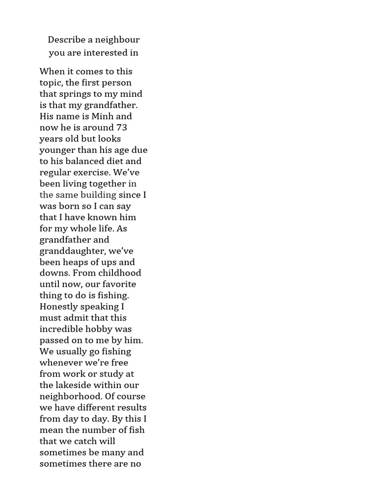 Describe A Neighbour You Are Interested in | PDF | Human Communication ...