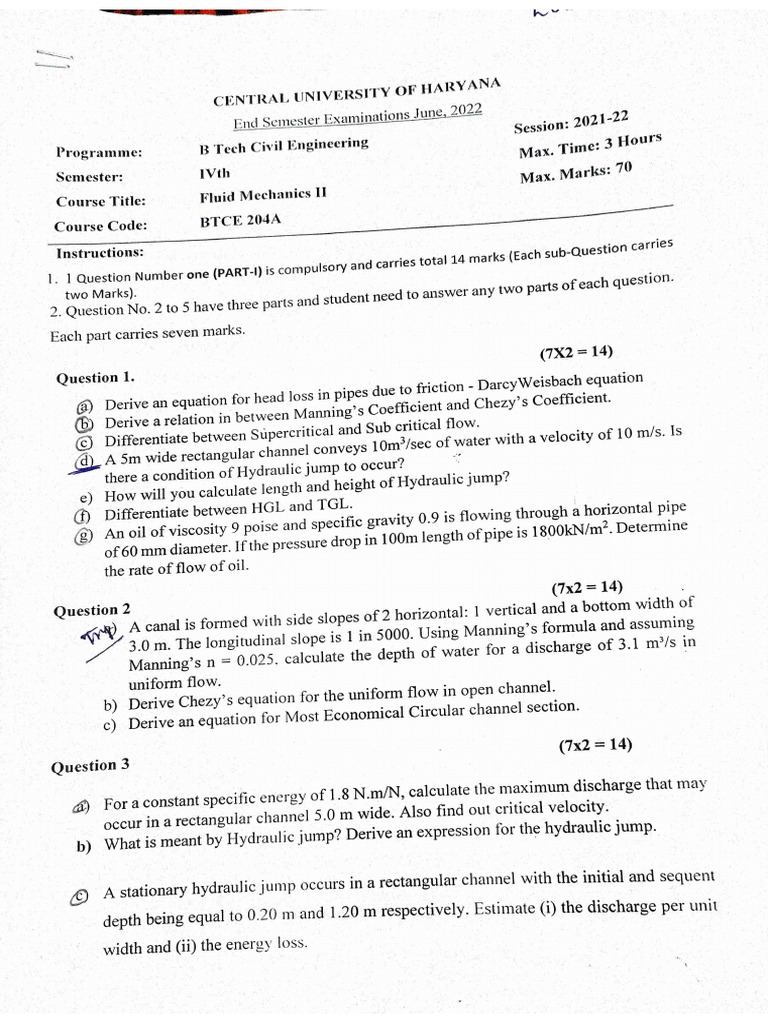 4 Sem End Exam Papers and Sessional Papers | PDF