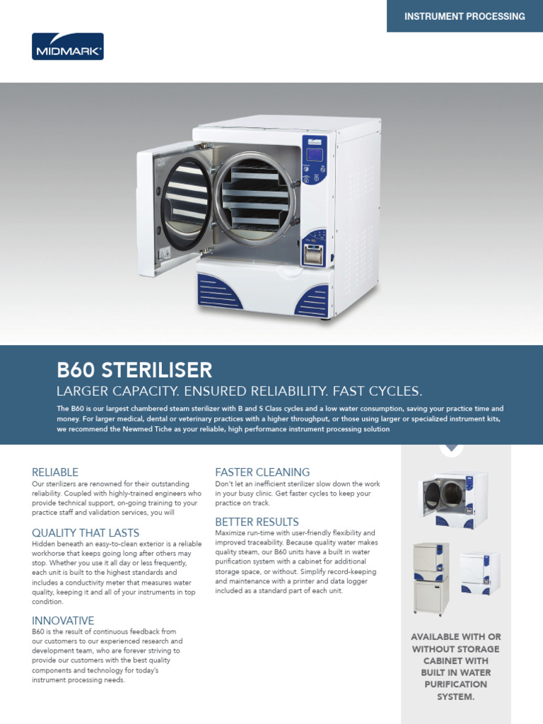 Midmark B60 Sterilizer Brochure | PDF | Reliability Engineering | Water