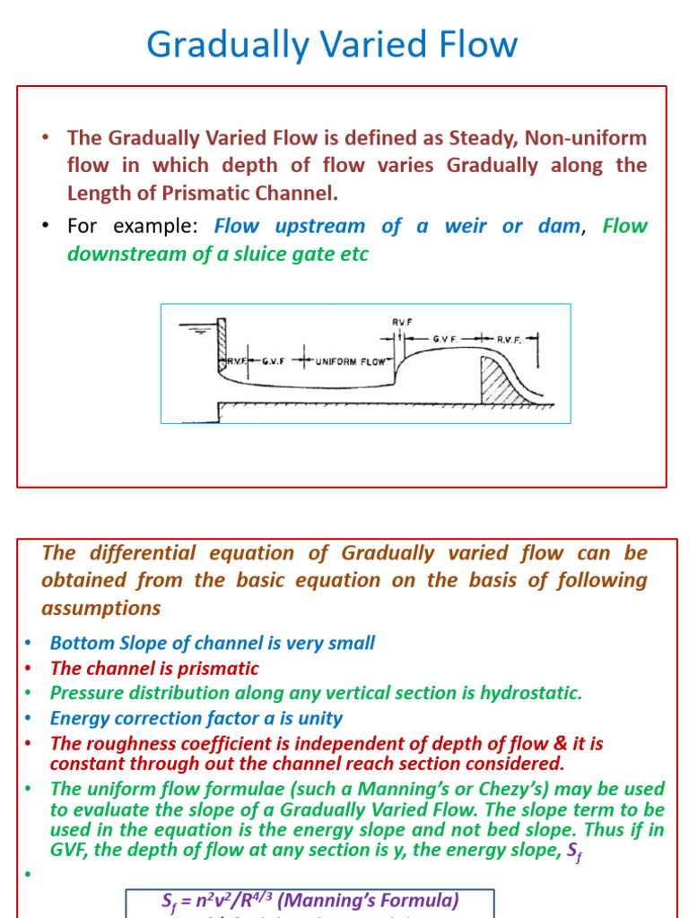 The Gradually Varied Flow Is Defined As Steady, Non-Uniform | PDF ...