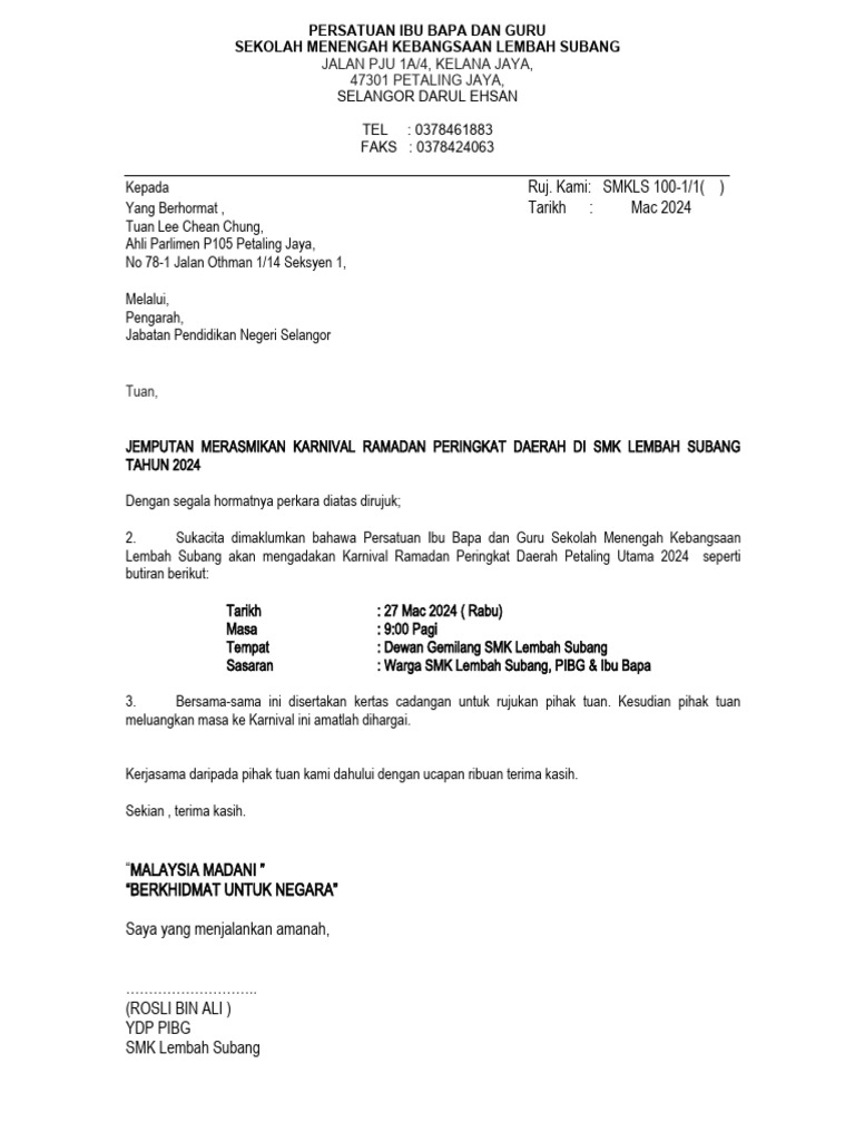 2024 Surat Jemputan Yb | PDF