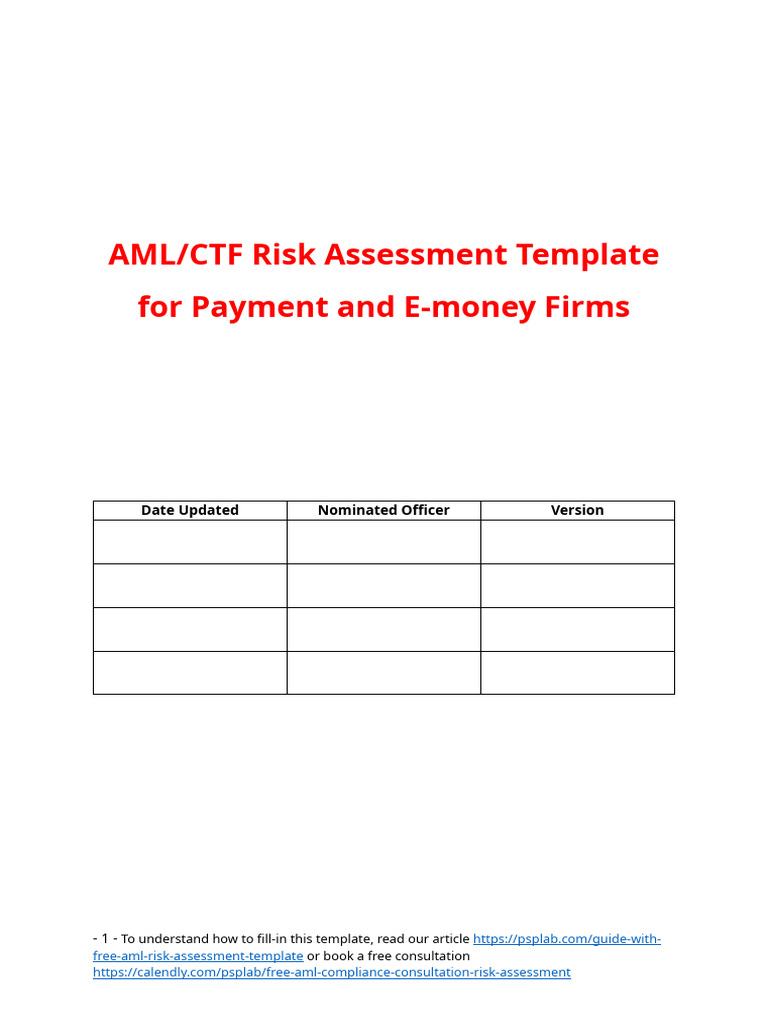 AML CTF Risk Assessment Free Template | PDF | Risk | Regulatory Compliance