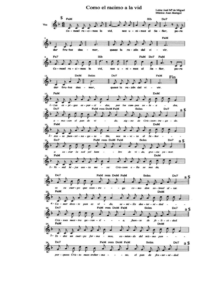 Como El Racimo a La Vid-1 Voz | PDF