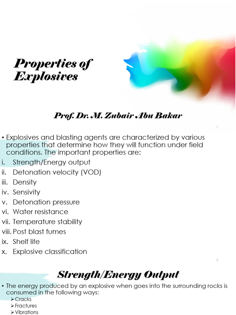 Lecture 4 & 5 - Properties of Explosives | PDF