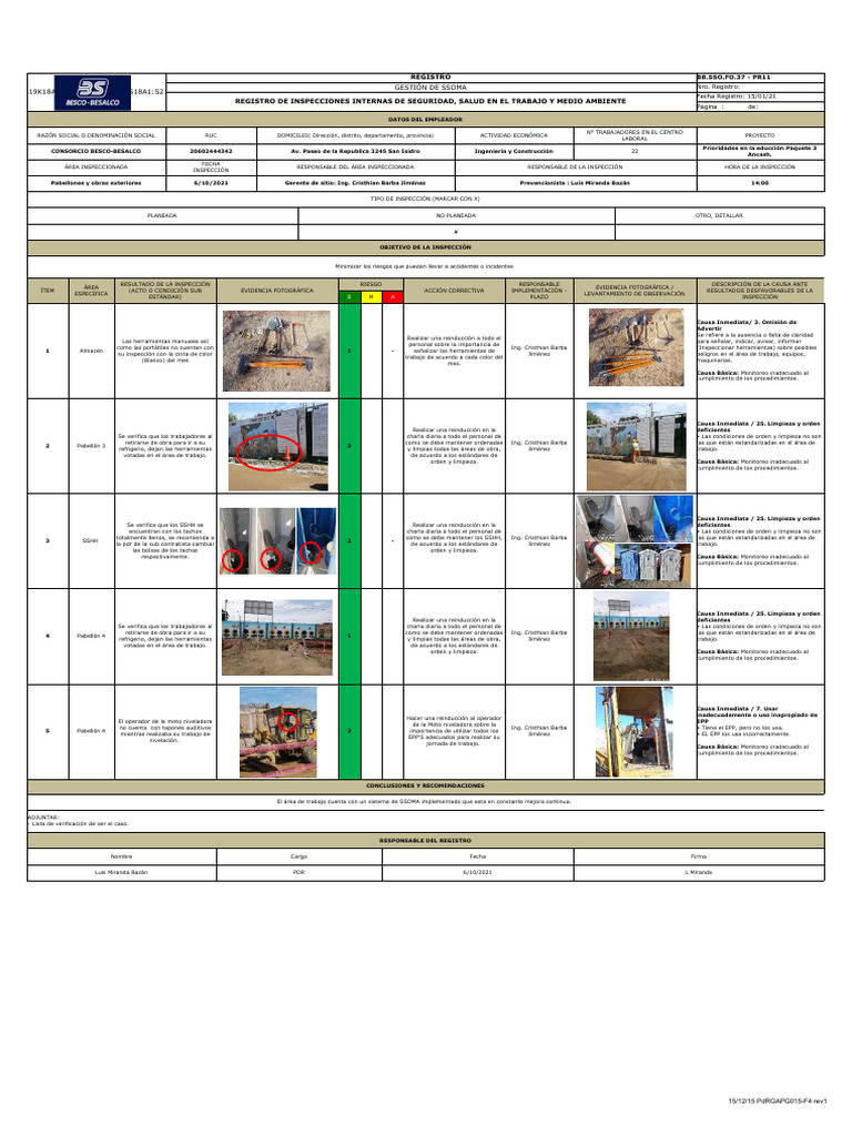 16 - 200003 - BB - sso.FO.37-PR11 Registro de Inspecciones Internas | PDF