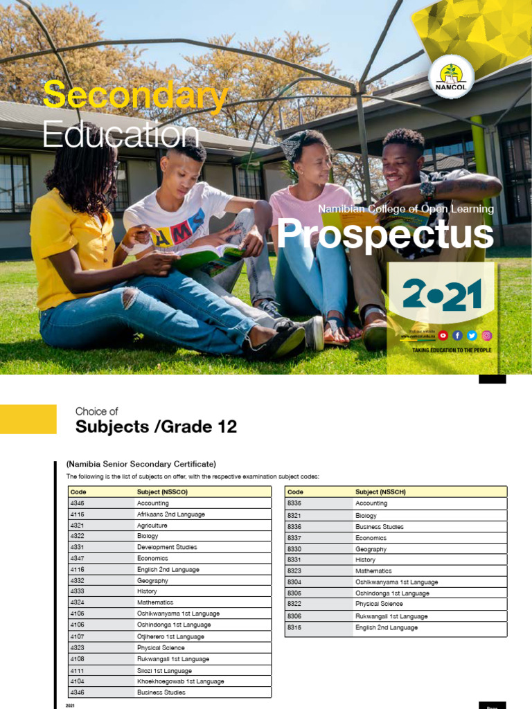 NAMCOL Prospectus 2021 Overview | PDF | University And College ...