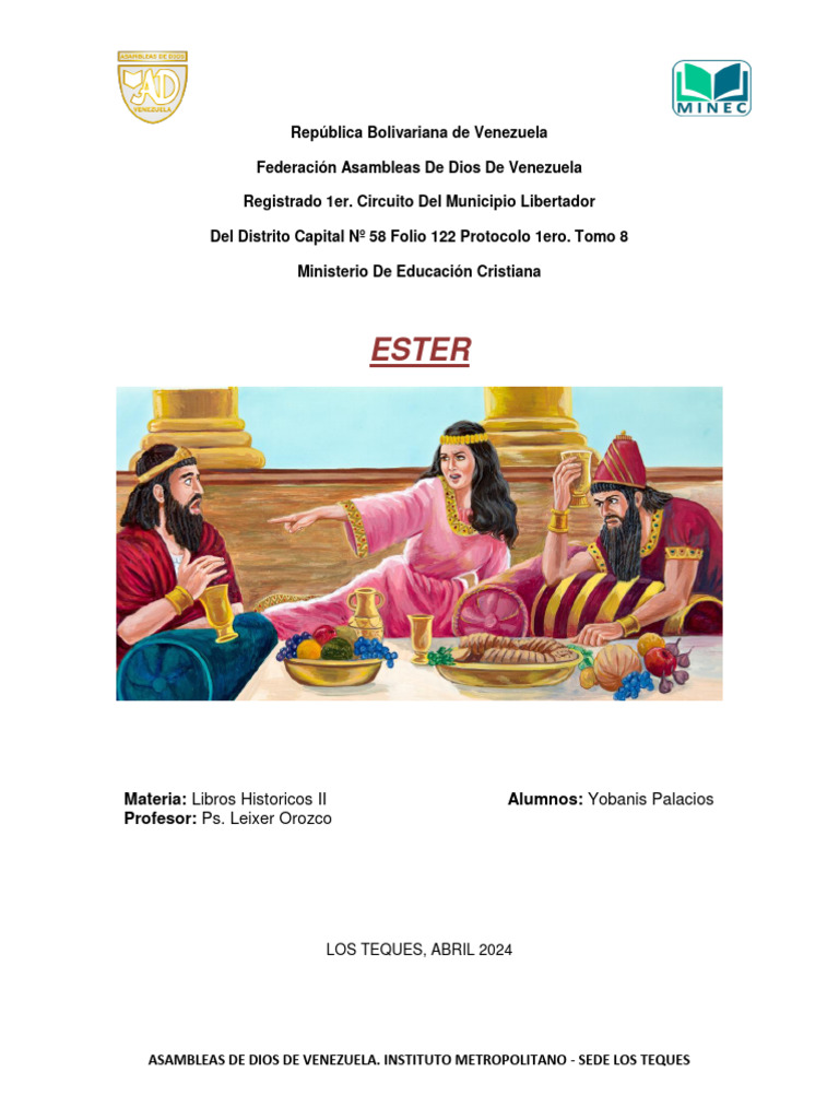 Trabajo #7 Ester | PDF | Esther | Libro de Ester