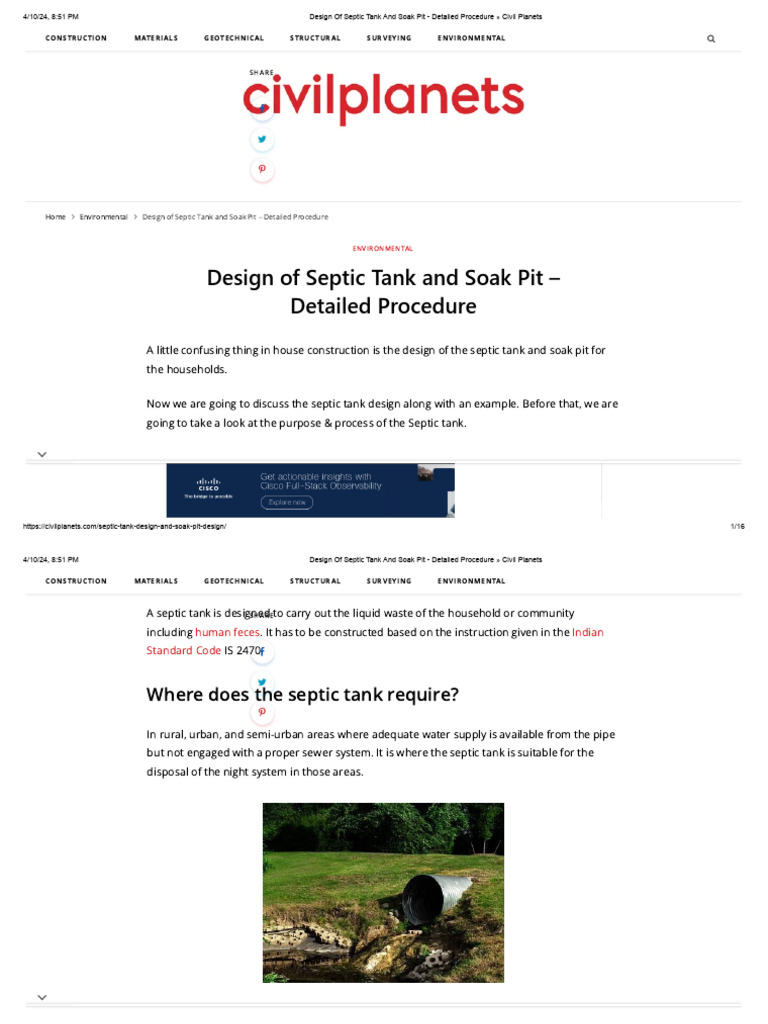 Septic Tank and Soak Pit Design Guide | PDF | Septic Tank | Litre