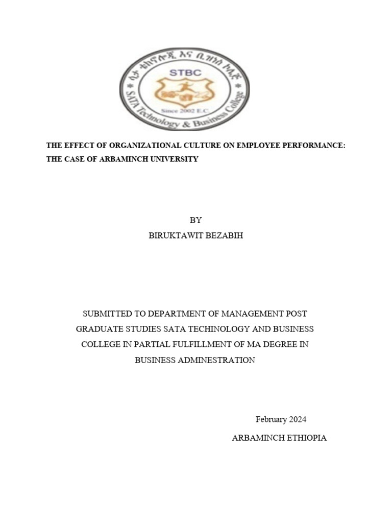 REVISED Proposal Bruktawit | PDF | Organizational Culture | Employment
