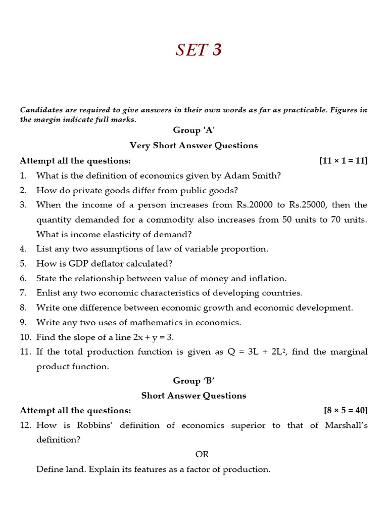 Xi Economics Set 3 Pdf Demand Economics