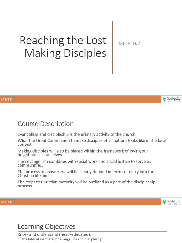 METP 107 Reaching the Lost Making Disciples Presentation | PDF ...