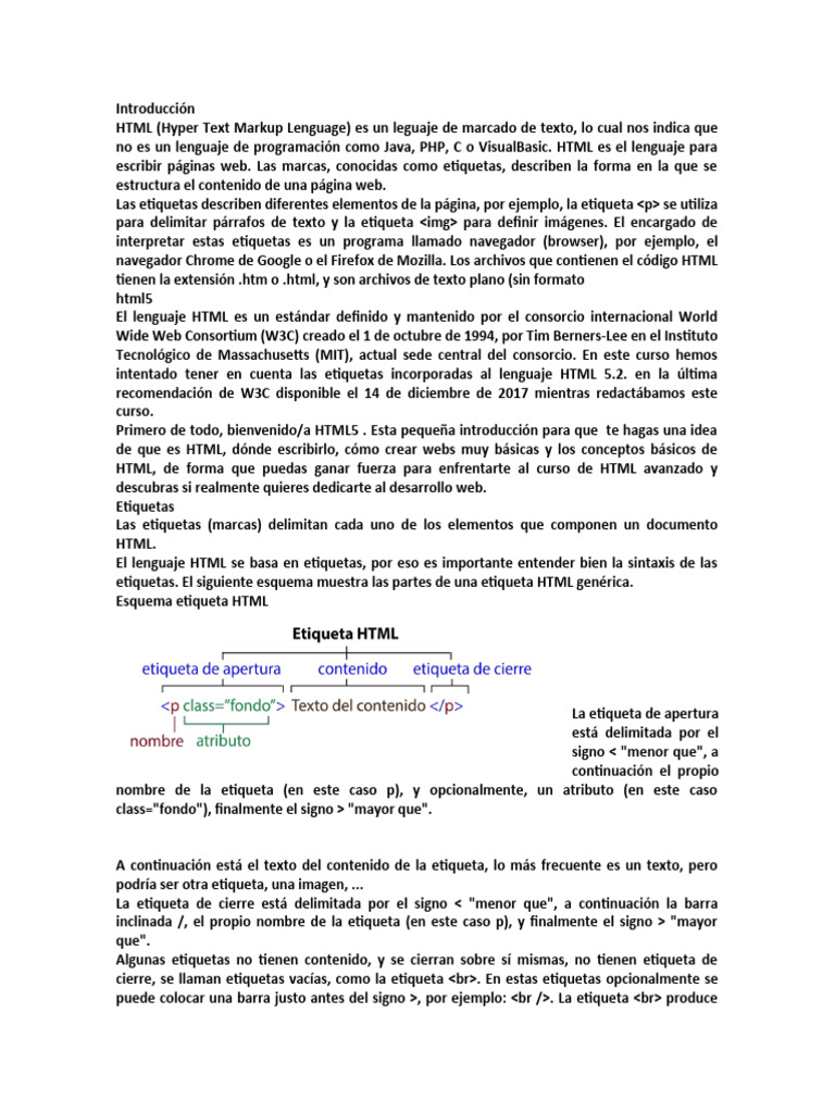 Introducción a HTML y su Estructura | PDF | HTML | Red mundial