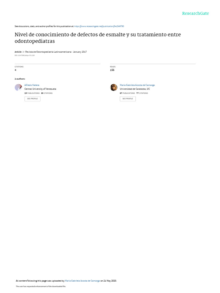Nivel de Conocimiento de Defectos de Esmalte | PDF | Metodología de ...