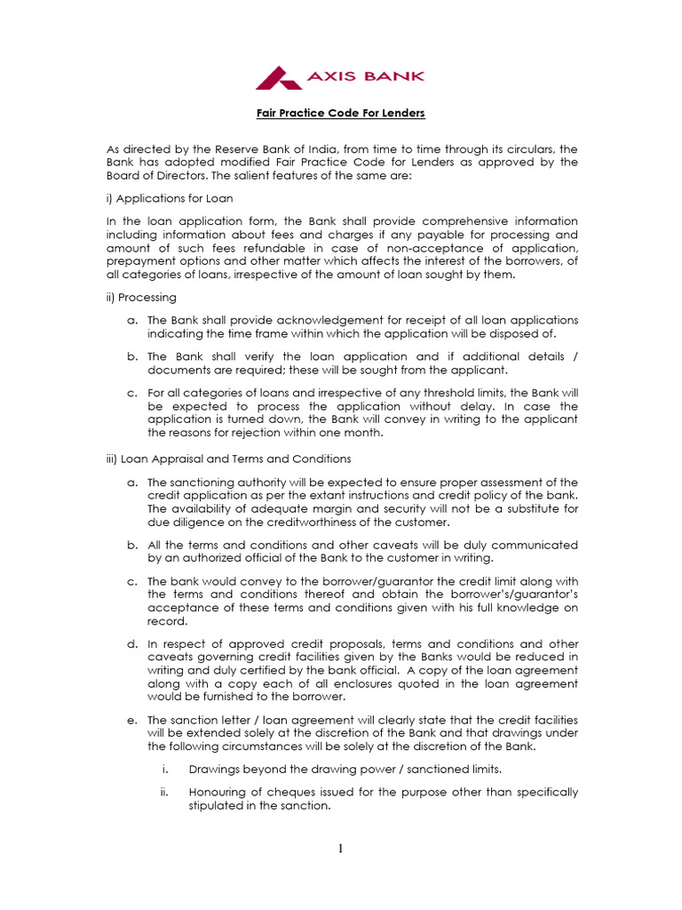 13 A Fair-Practice-Code-For-Lenders | PDF | Loans | Banks