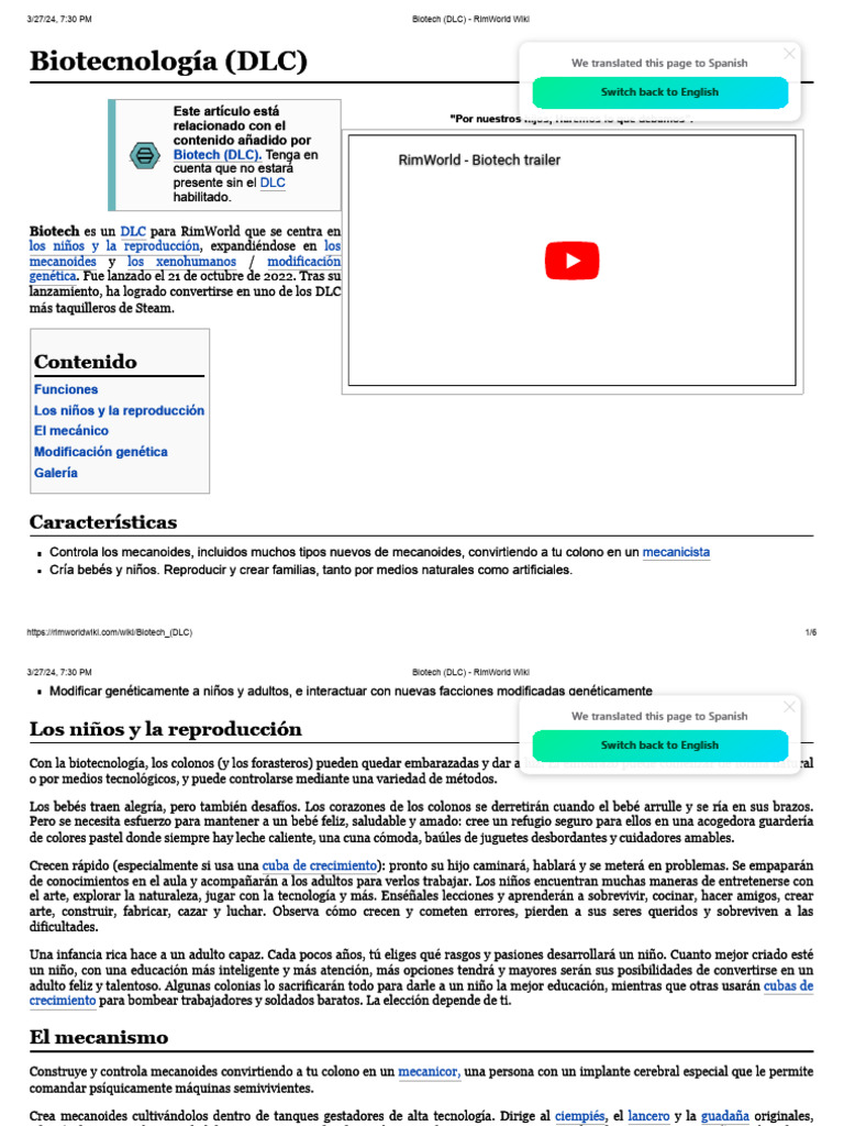 Biotech (DLC) - RimWorld Wiki | PDF | Residuos | Contaminación