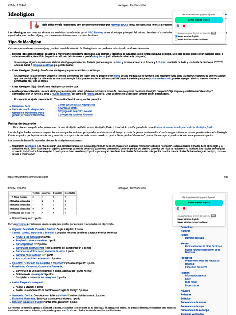 Ideoligion - RimWorld Wiki | PDF | Altar | Rituales