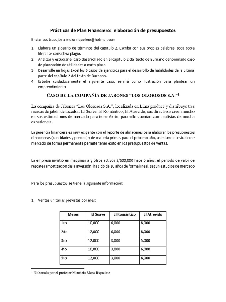Prácticas de Plan Financiero Presupuestos | PDF | Presupuesto | Economias