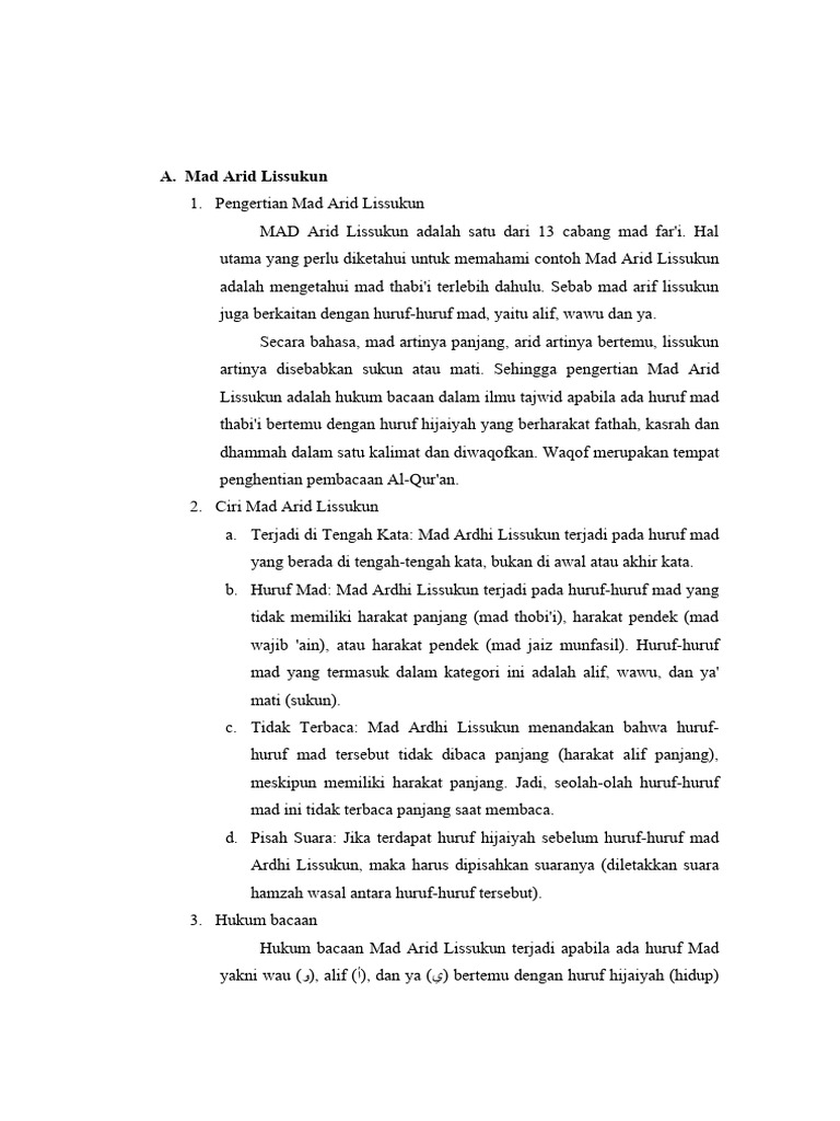 Hukum Bacaan Mad Aridh Lisukkun, Mad Iwadh Dan Mad Shilah | PDF