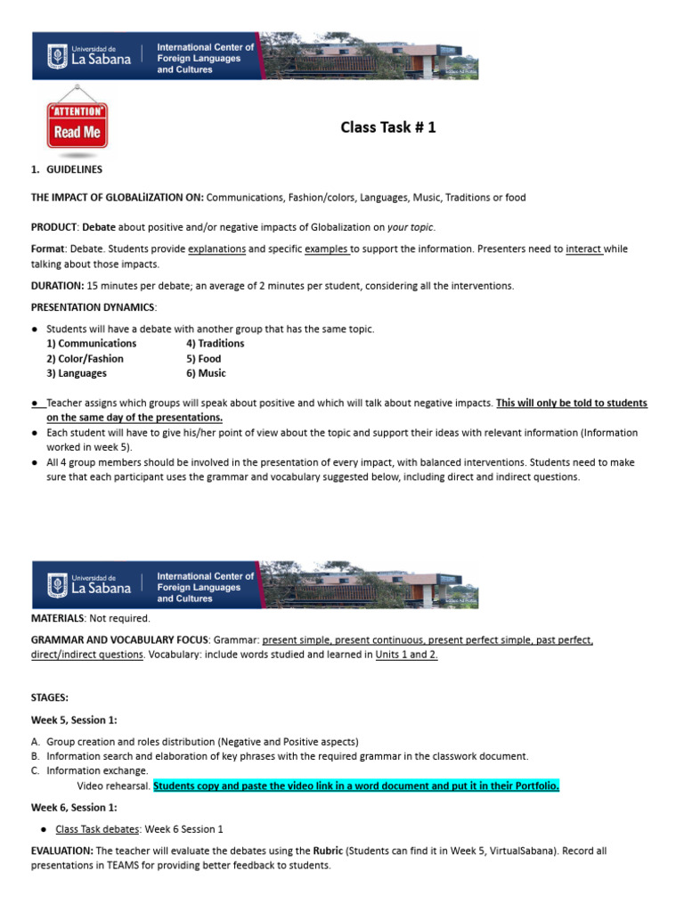 Class Task 1 Guidelines and Class Work 2023 | PDF | Information | Communication