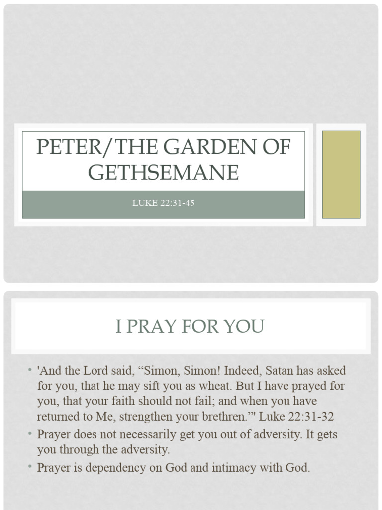 Bible Lesson 7 - Garden of Gethsemane | PDF | Saint Peter | Jesus