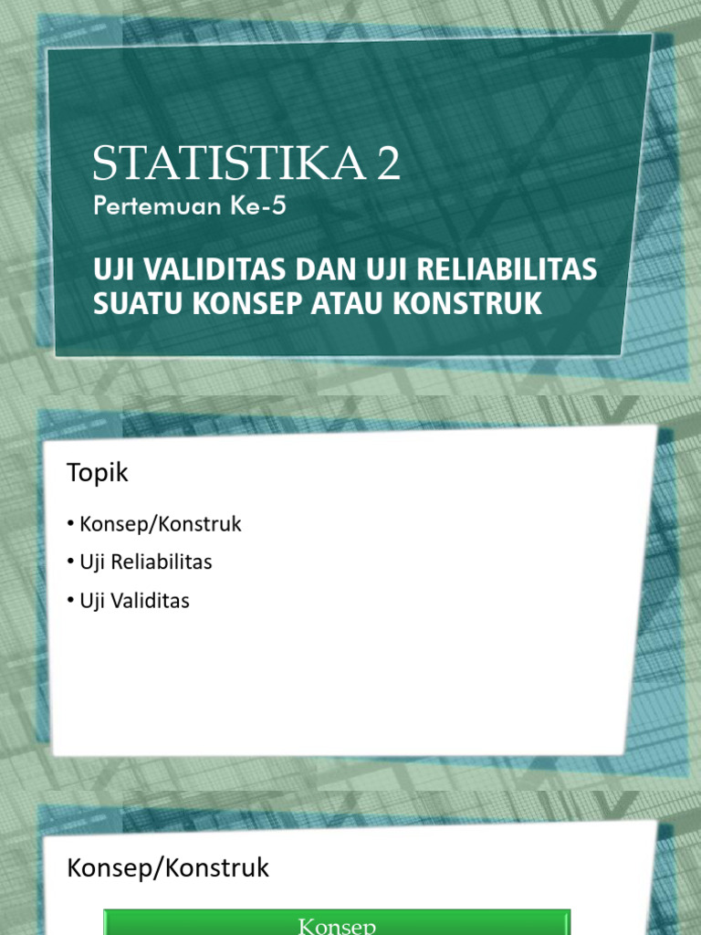 Uji Validitas Dan Uji Reliabilitas Suatu Konstruk Atau Konsep | PDF | Bisnis
