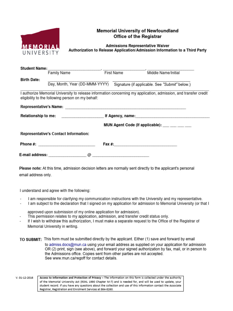 Admissions Representative Waiver | PDF