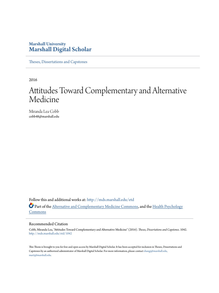 Attitudes Toward Complementary and Alternative Medicine | PDF | Alternative Medicine | Major ...