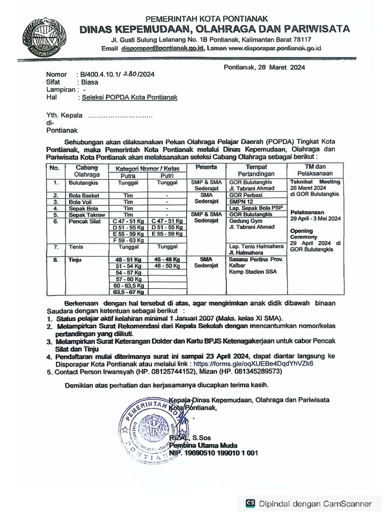 Surat Dispora (POPDA 2024) | PDF