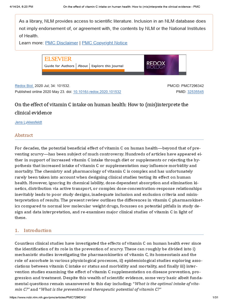 On The Effect of Vitamin C Intake On Human Health - How To (Mis ...