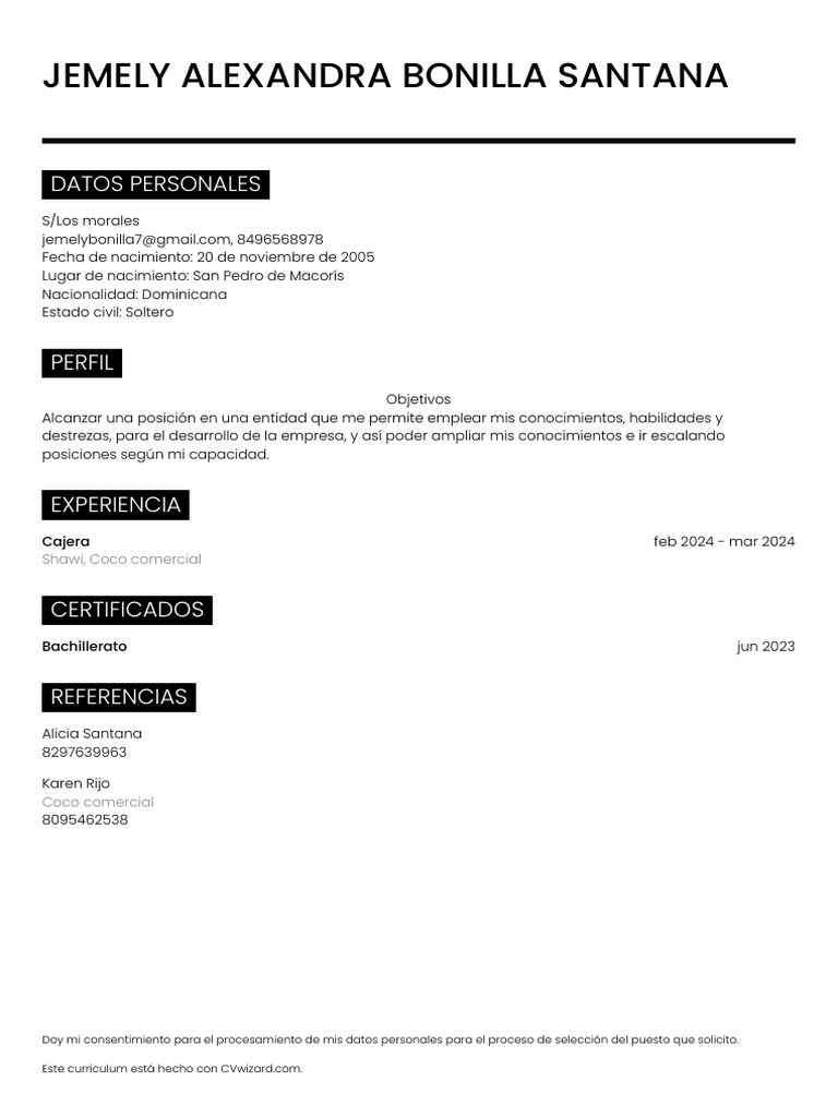 CV Jemely Alexandra Bonilla Santana 02 - 04 - 2024 23 - 23 - 37 | PDF