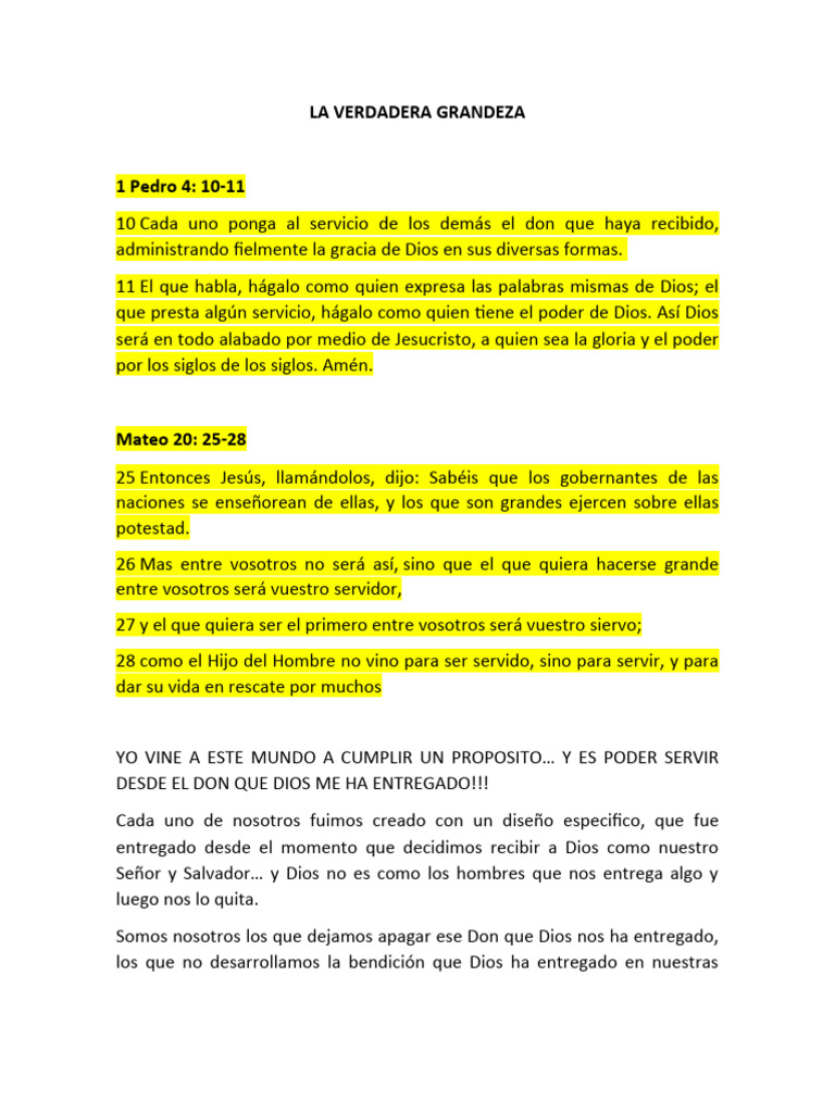 Grandeza en Dios: Servicio y Dones | PDF | Dios | Moisés