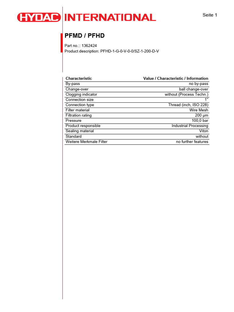 PFMD / PFHD: Characteristic Value / Characteristic / Information | PDF