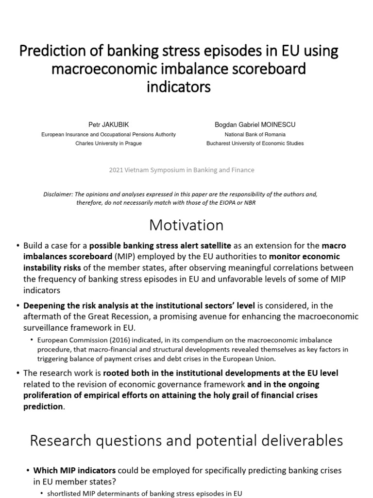 Banking Stress and MIP Indicators - PPT | PDF | Gross Domestic Product ...