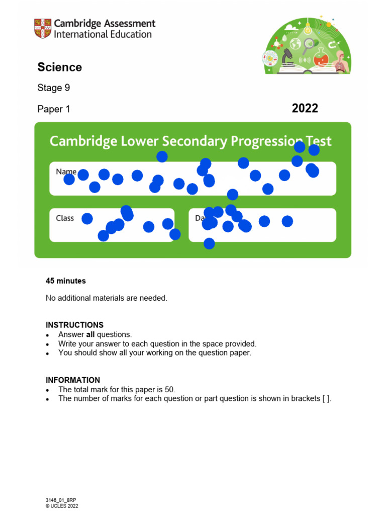 Stage 9 Science Paper 1 Exam 2022 | PDF | Oxide | Periodic Table