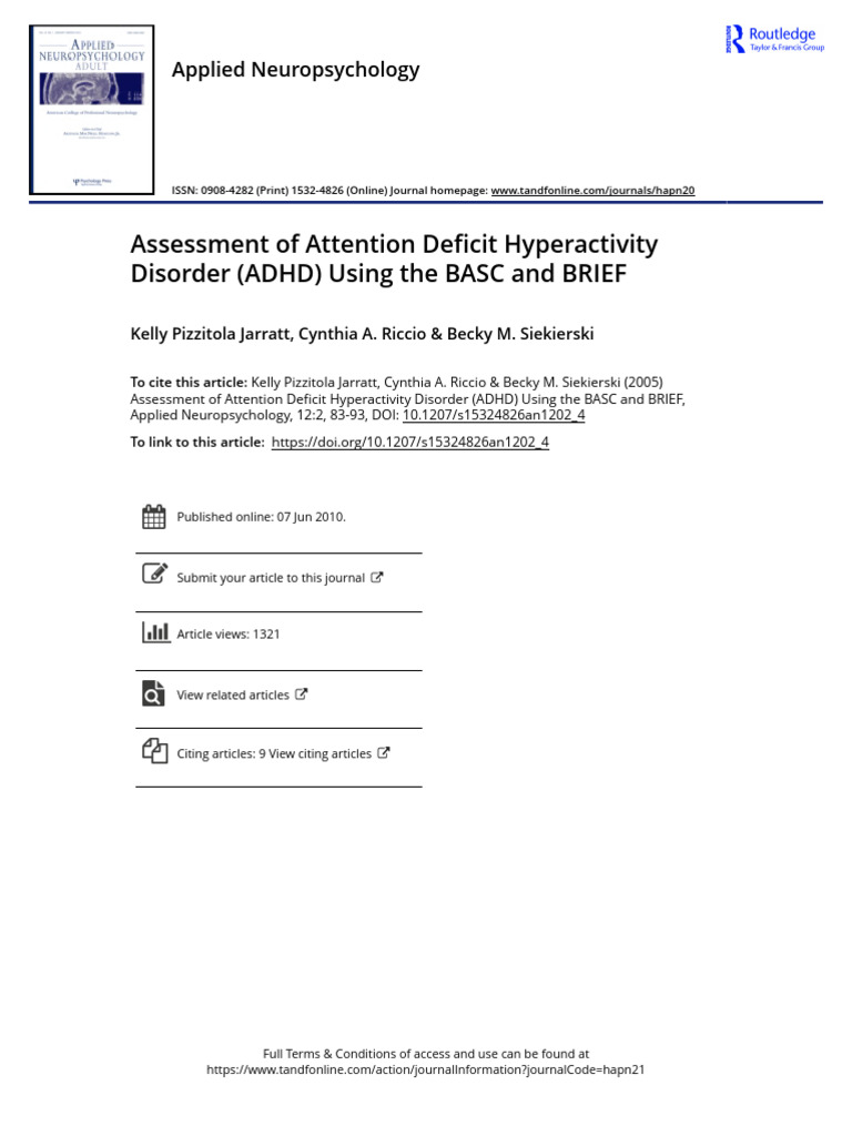 Assessment of Attention Deficit Hyperactivity Disorder ADHD Using The ...