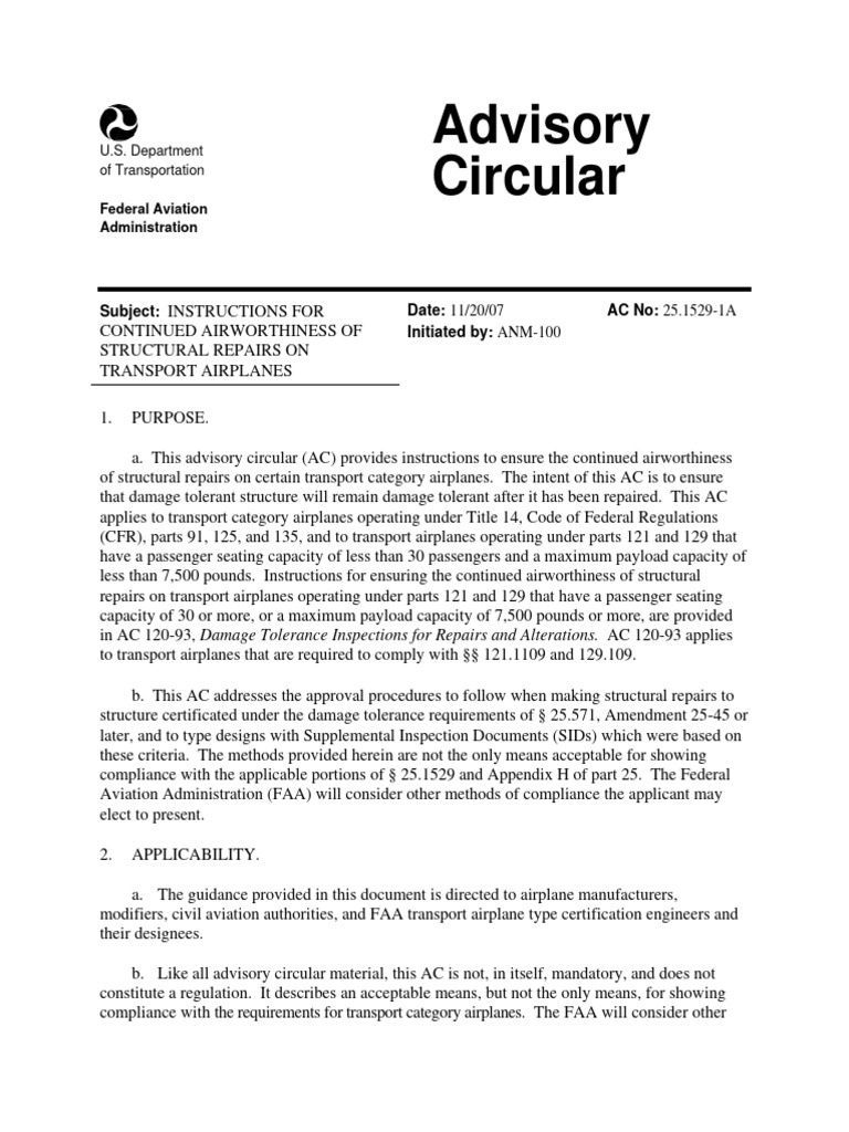 Advisory Circular: Subject: Date: 11/20/07 Initiated By: ANM-100 AC No ...