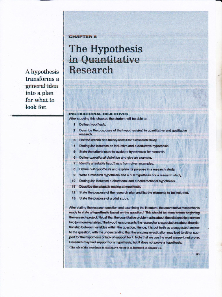 Chapter5.a. - The Hypothesis in Quantitative Research | PDF ...