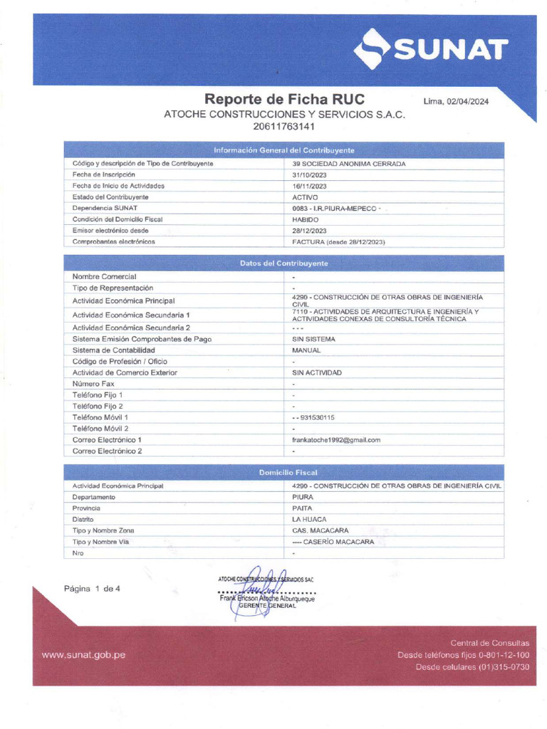 Ficha Ruc | PDF