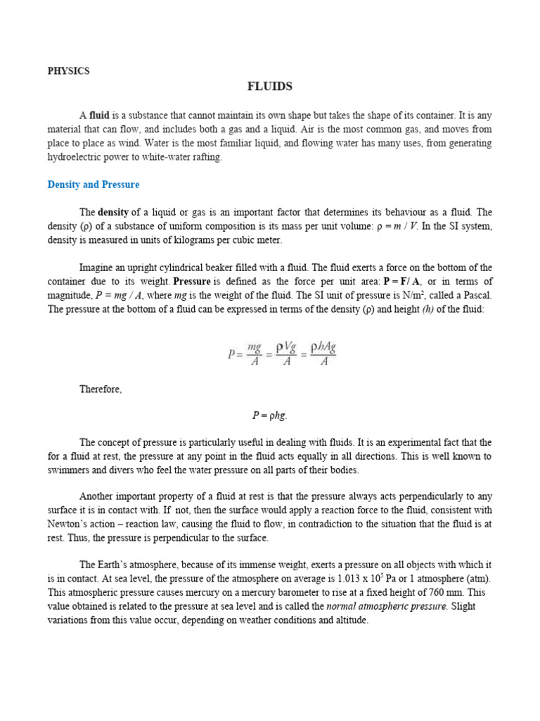 Fluid Mechanics | PDF | Buoyancy | Pressure