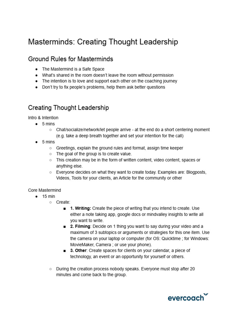 Mastermind Creating Thought Leadership | PDF