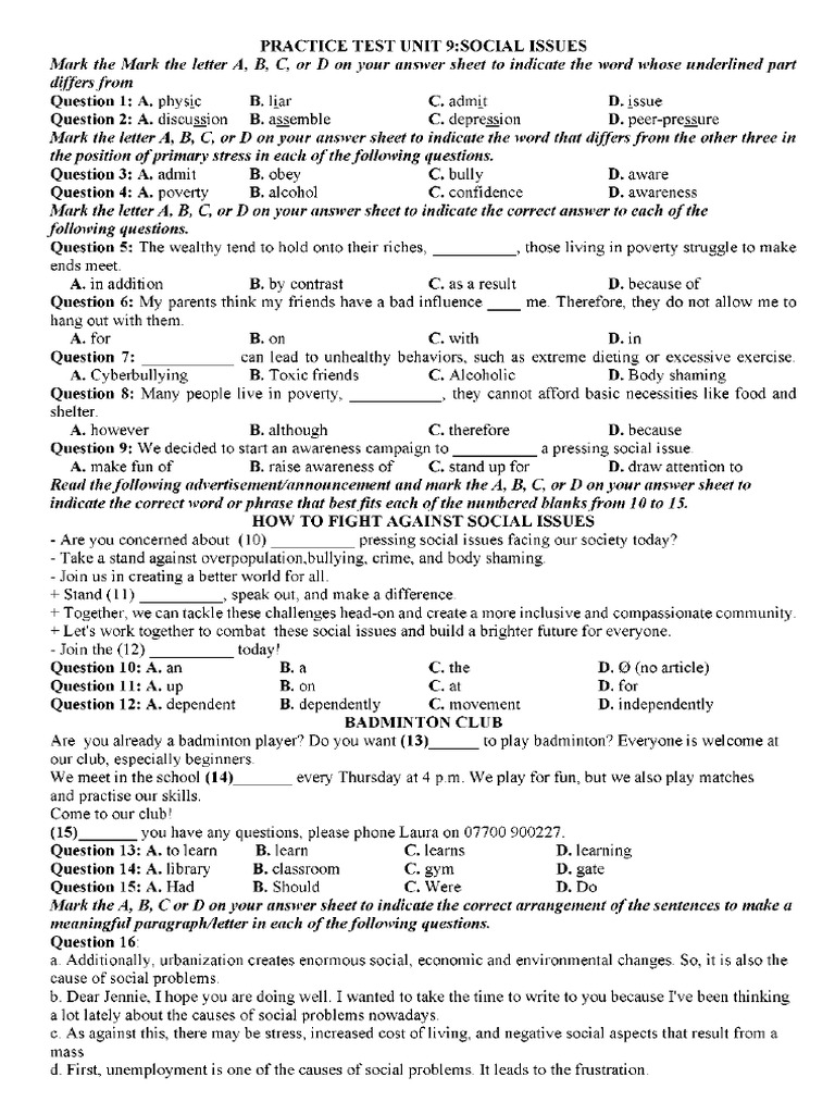 ĐỀ-2-PRACTICE-TEST-UNIT-9-ĐỀ | PDF