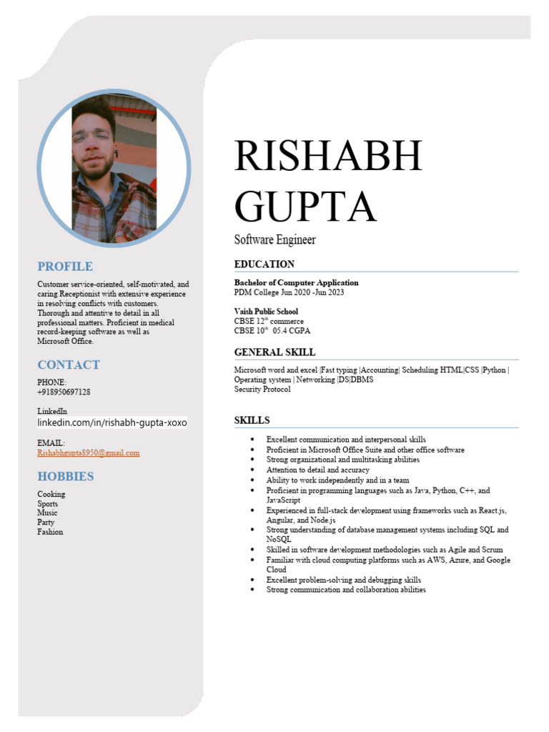 Rishabh Gupta Cv | PDF | Software Development | Information Technology Rishabh Gupta Cv | PDF | Software Development | Information Technology