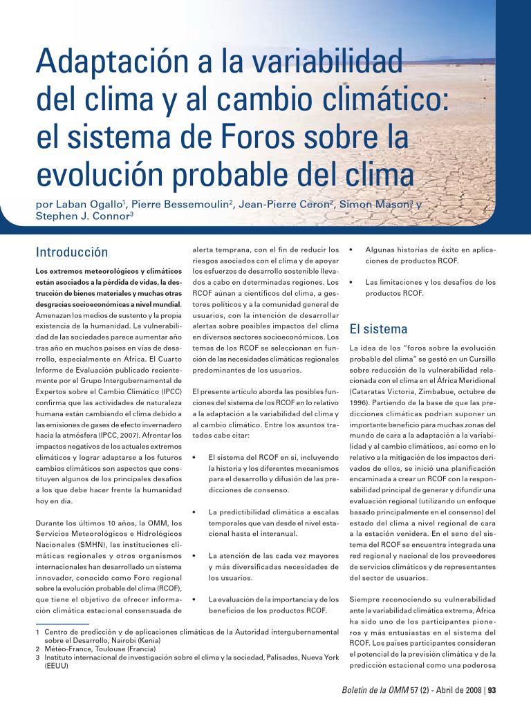 Adaptacion A La Variabilidad Climatica | PDF | Predicción | Clima