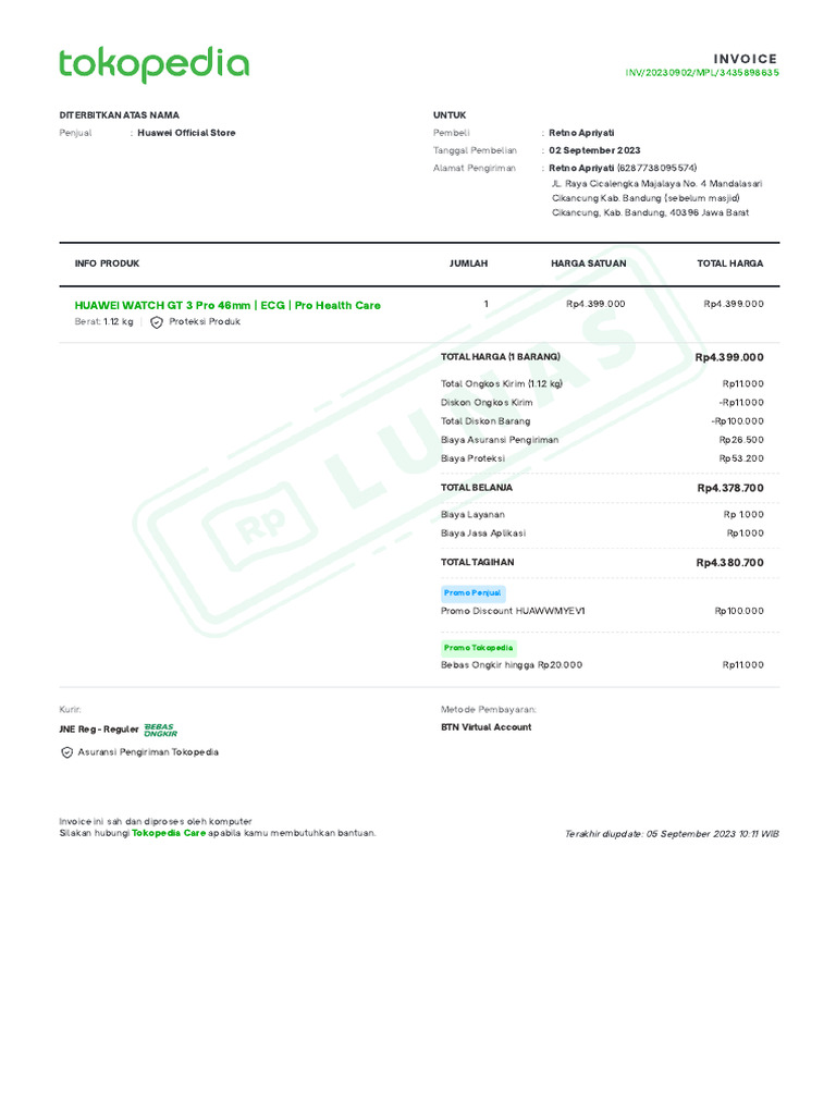 Invoice Jam Tangan | PDF