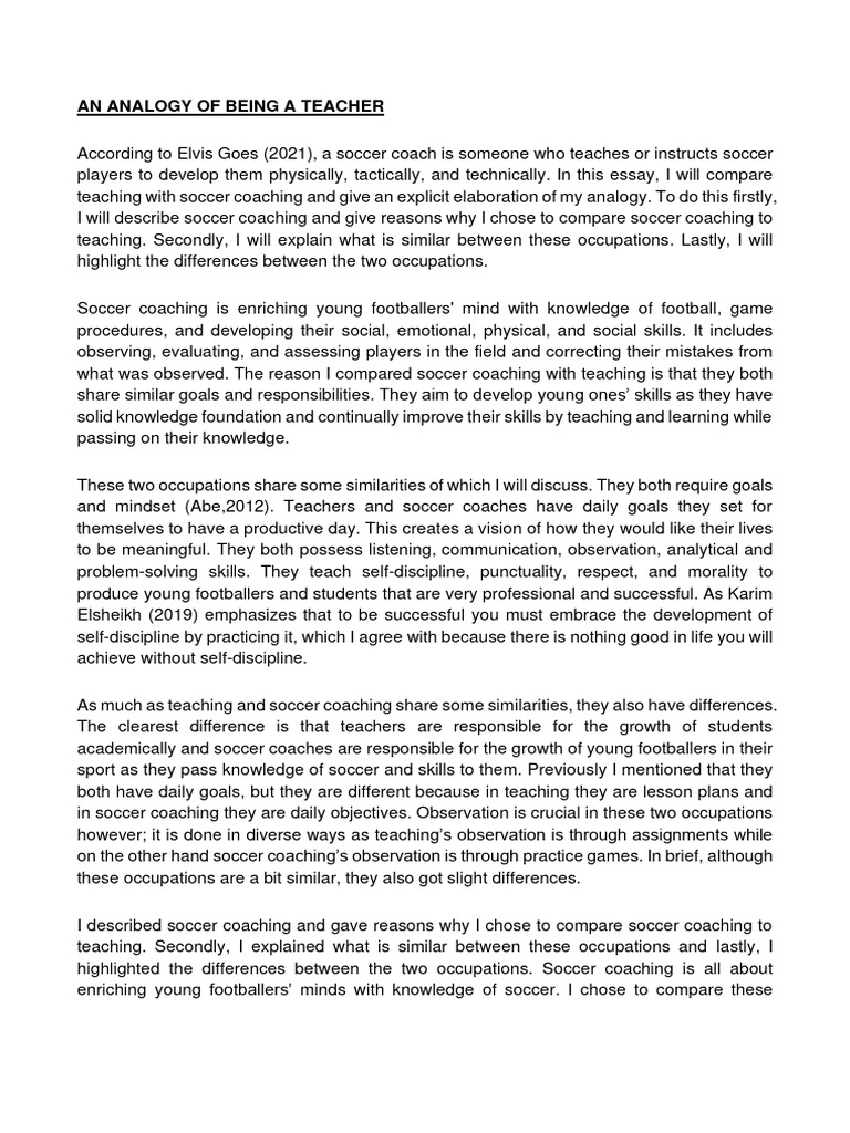 An Analogy of Being A Teacher - 224146763 | PDF | Disciplines | Knowledge