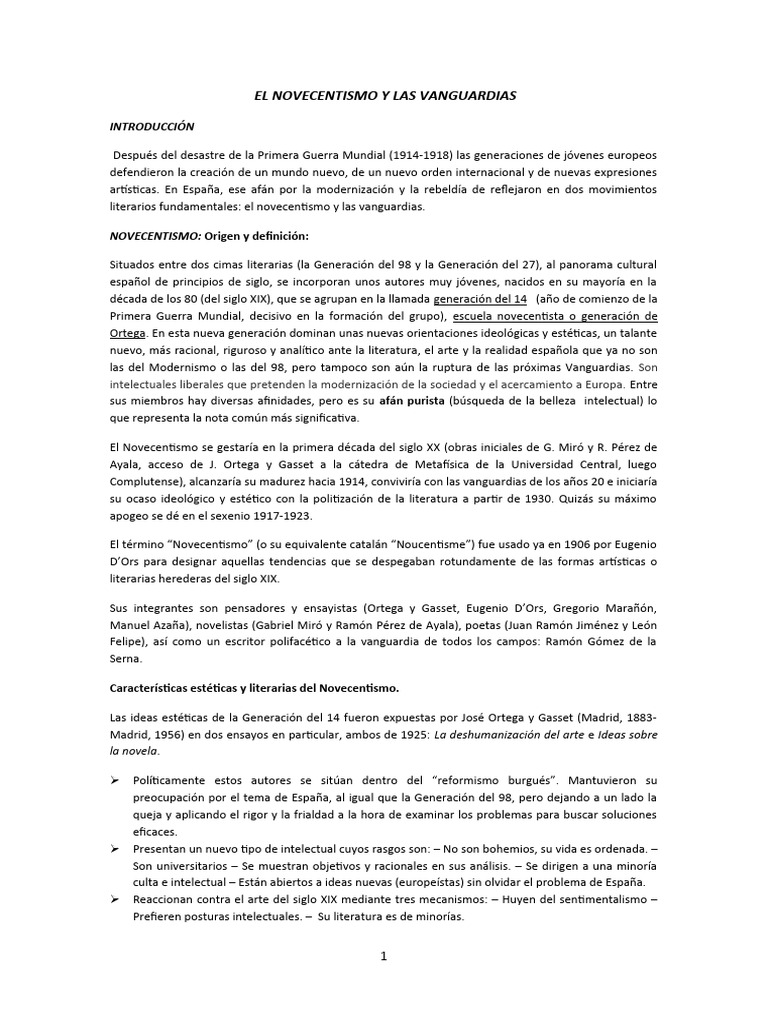 Tema 2. El Novecentismo y las Vanguardias | PDF | Vanguardia | Surrealismo