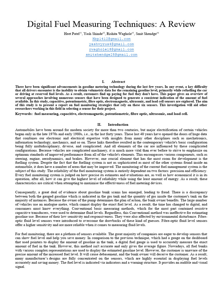 DigitalFuelMeasuringTechniques AReview | PDF | Optical Fiber | Ultrasound