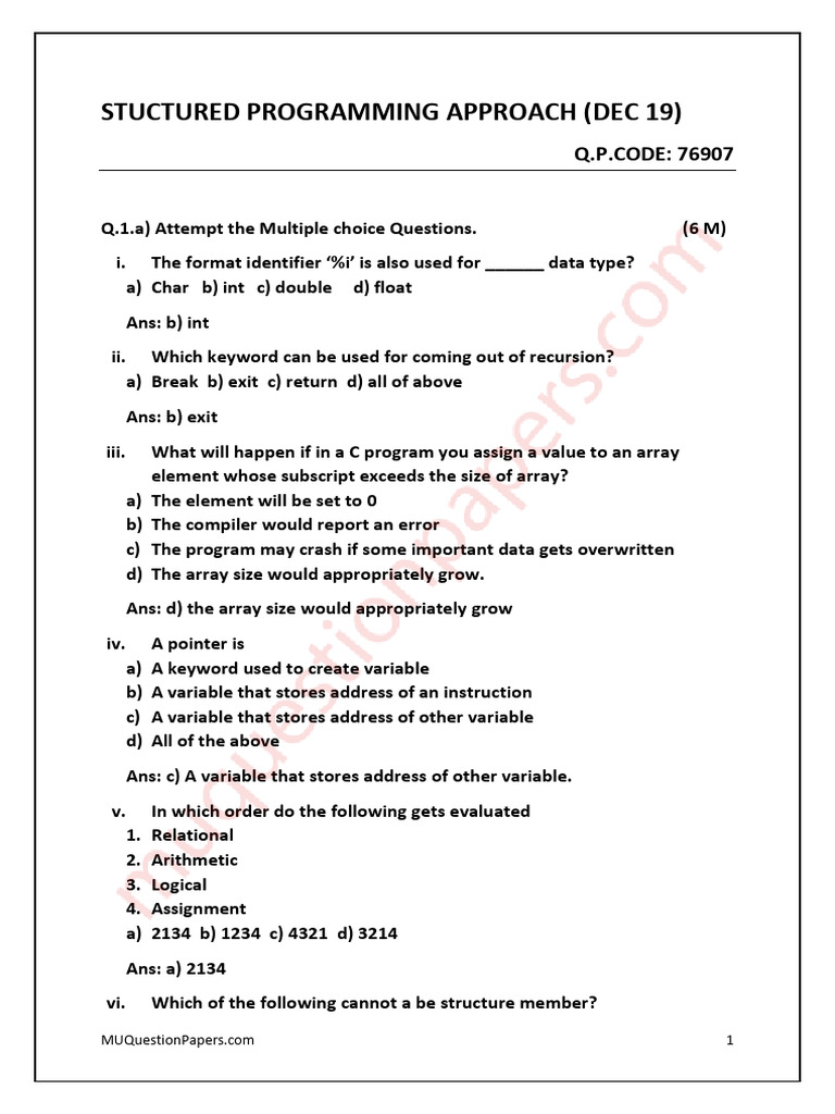Dec 2019 | PDF | Pointer (Computer Programming) | Computer Architecture