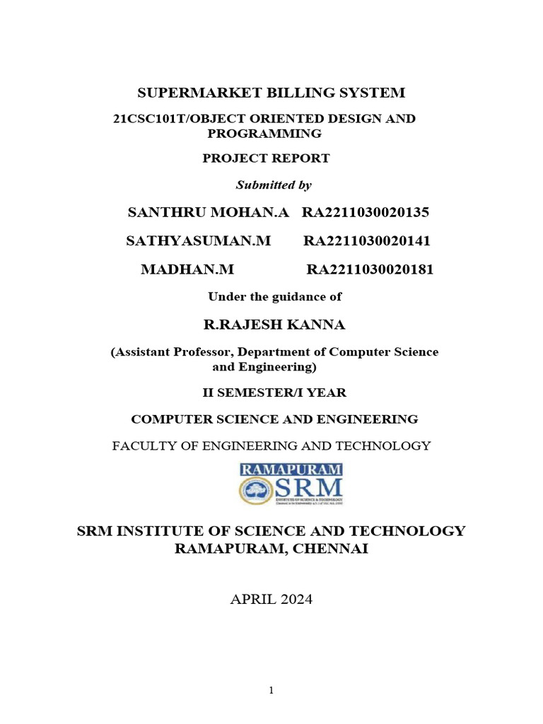 Oodp Project Report | PDF | Information Technology | Computer Engineering