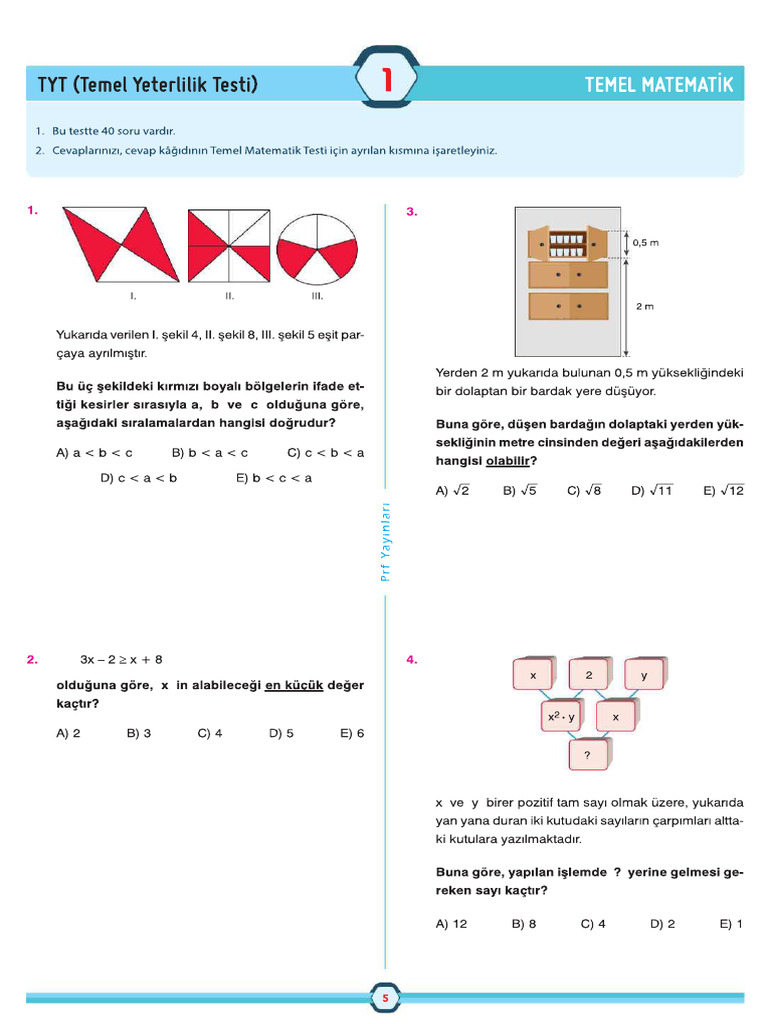 Paraf Yayınları TYT Matematik 15'li Deneme | PDF